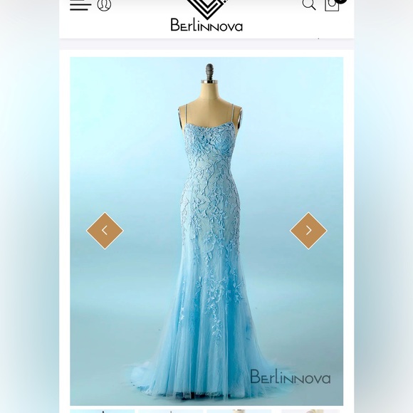 Berlinnova | Dresses | New Aqua Blue Mermaid Style Prom Dress W Floral ...